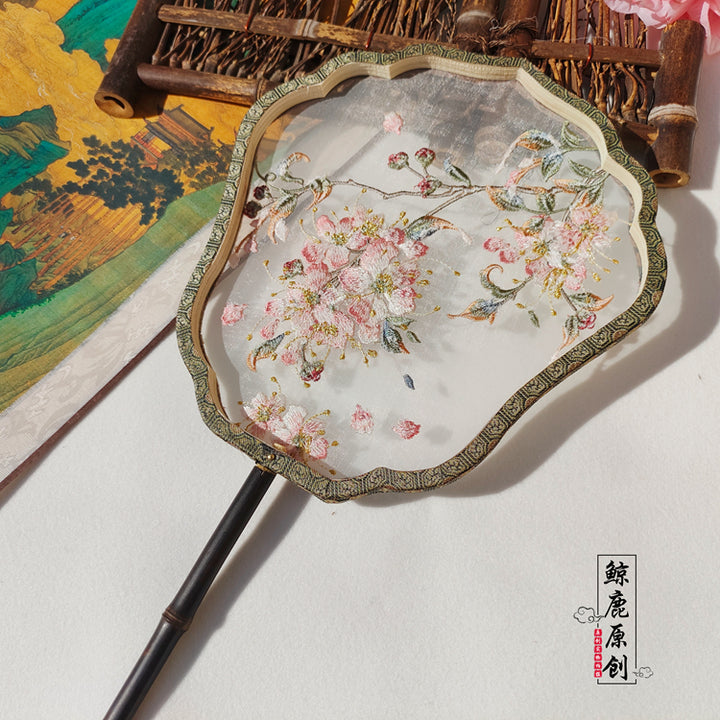 Ziwei Hua 紫薇花 Myrtle Flower Single-Sided Embroidered Tuanshan Round Fa ...