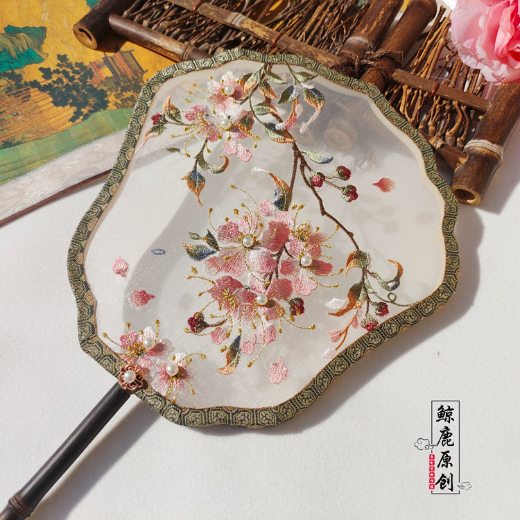 Ziwei Hua 紫薇花 Myrtle Flower Single-Sided Embroidered Tuanshan Round Fa ...