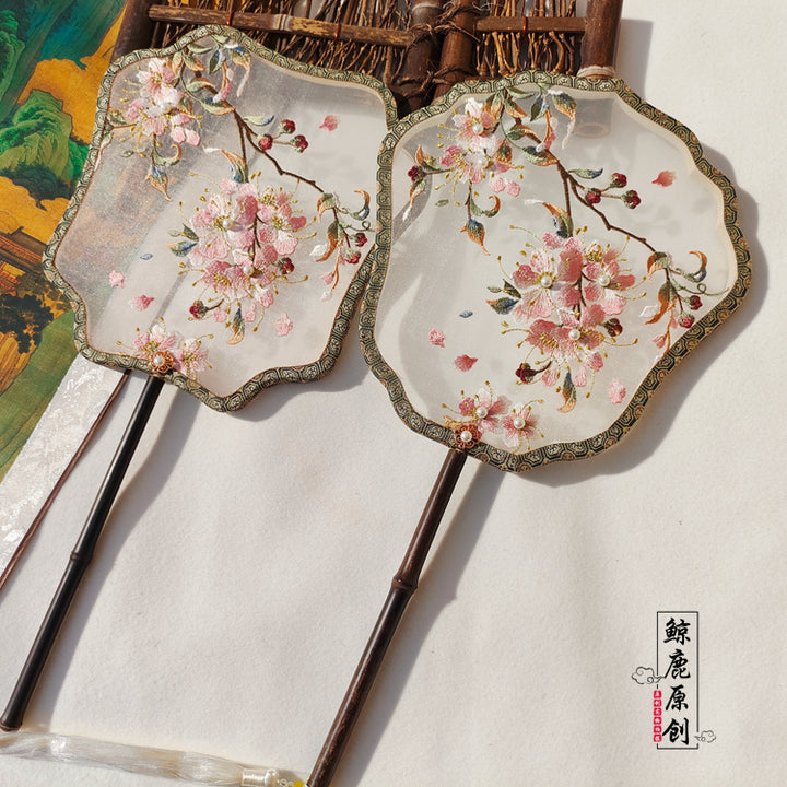 Ziwei Hua 紫薇花 Myrtle Flower Single-Sided Embroidered Tuanshan Round Fa ...
