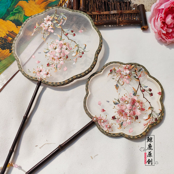 Ziwei Hua 紫薇花 Myrtle Flower Single-Sided Embroidered Tuanshan Round Fa ...