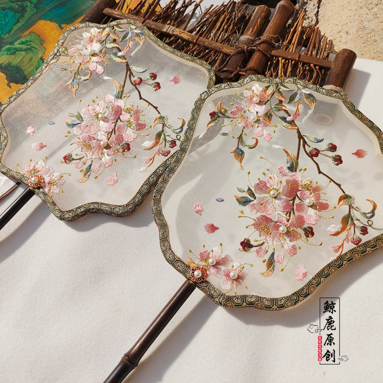 Ziwei Hua 紫薇花 Myrtle Flower Single-Sided Embroidered Tuanshan Round Fa ...